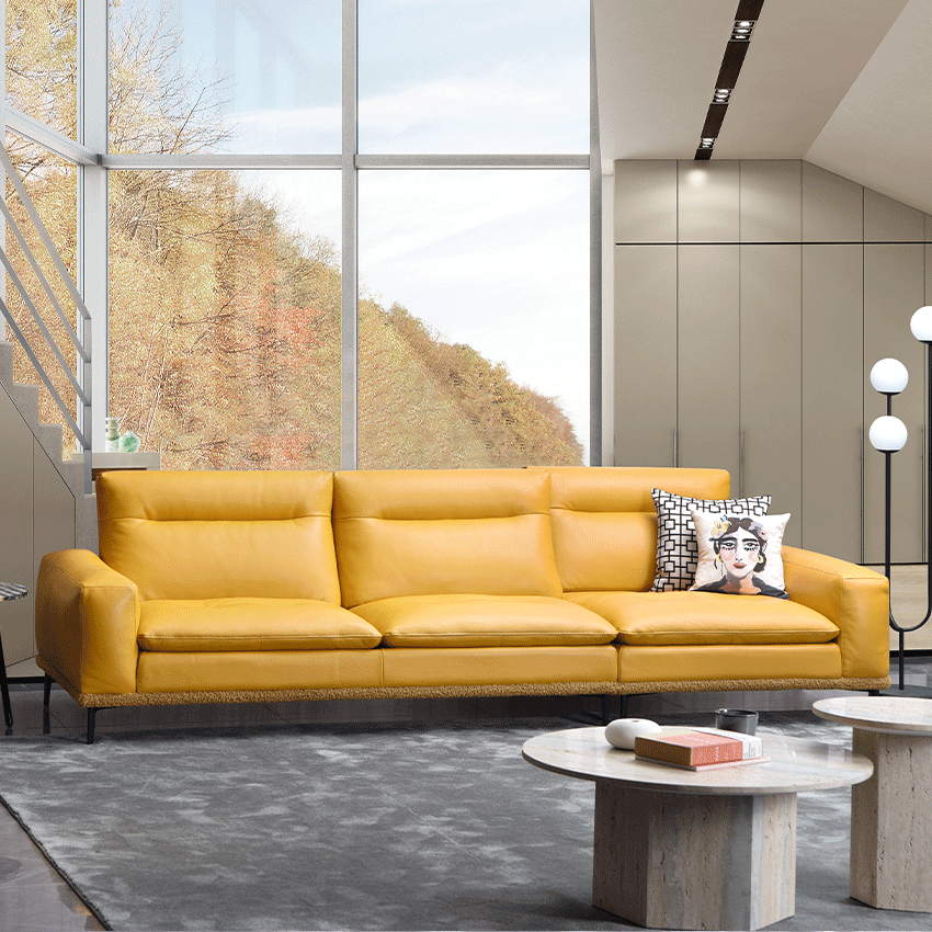 Vita-4S-Yellow Leather Sofa > 2_가죽소파 프리미엄 | 미라지수입가구